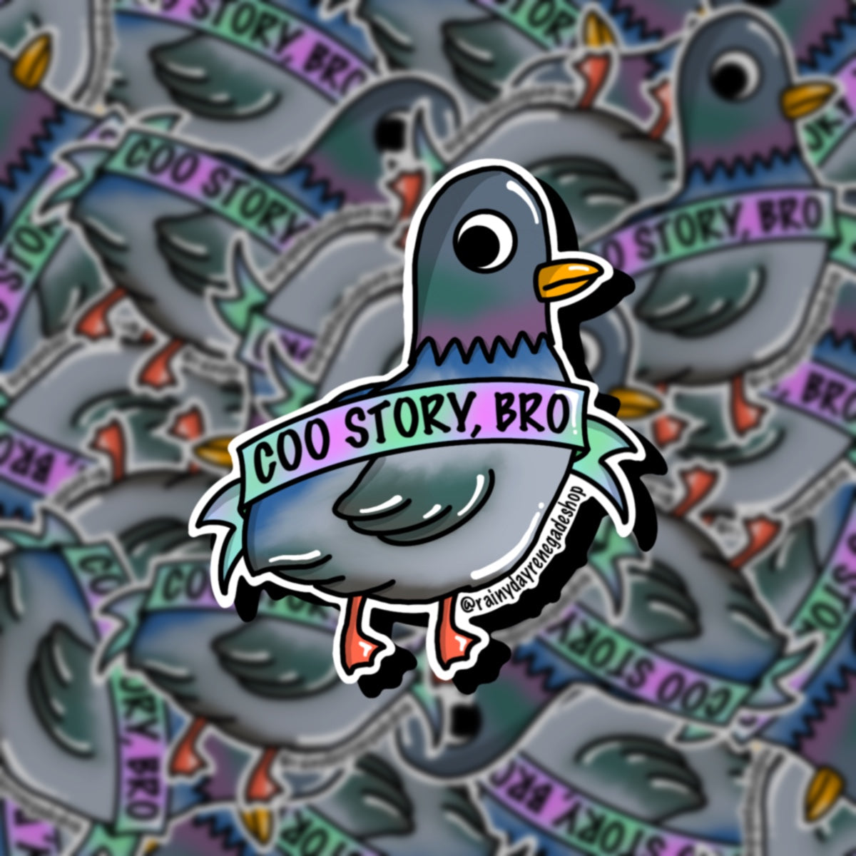 Coo Story Bro Pigeon Sticker – Rainy Day Renegade